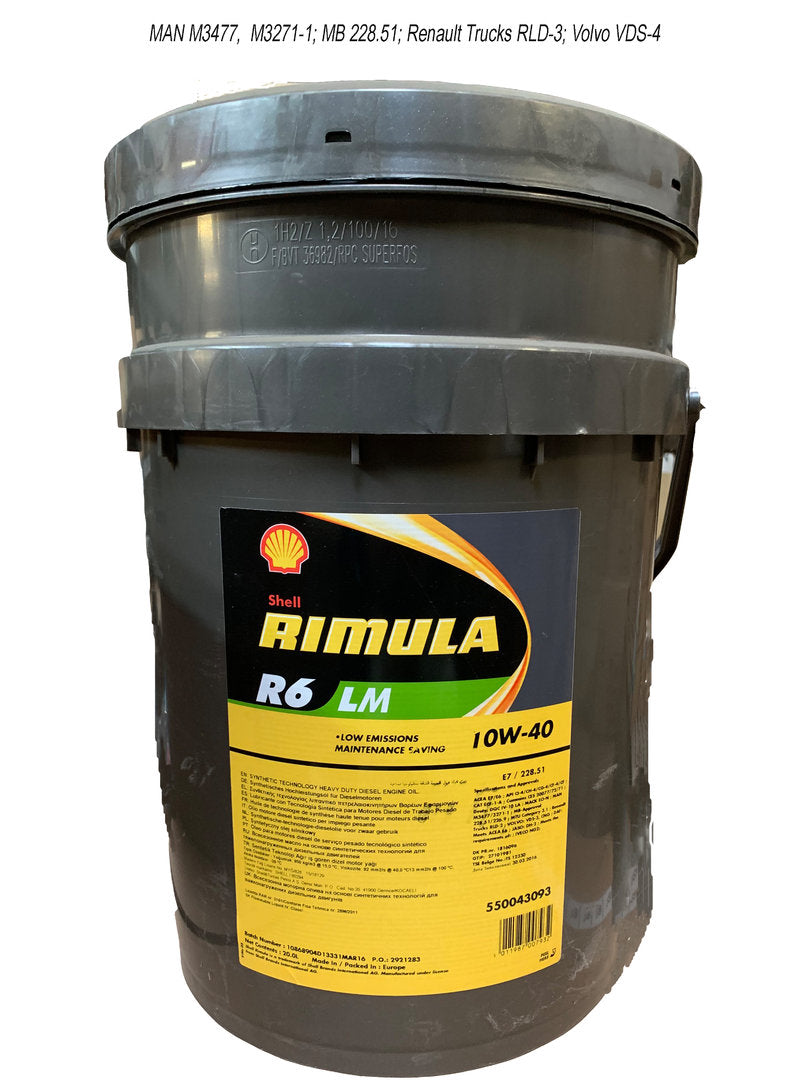 Shell Rimula R6 LM 10W40 - 20 litri – WELUBE